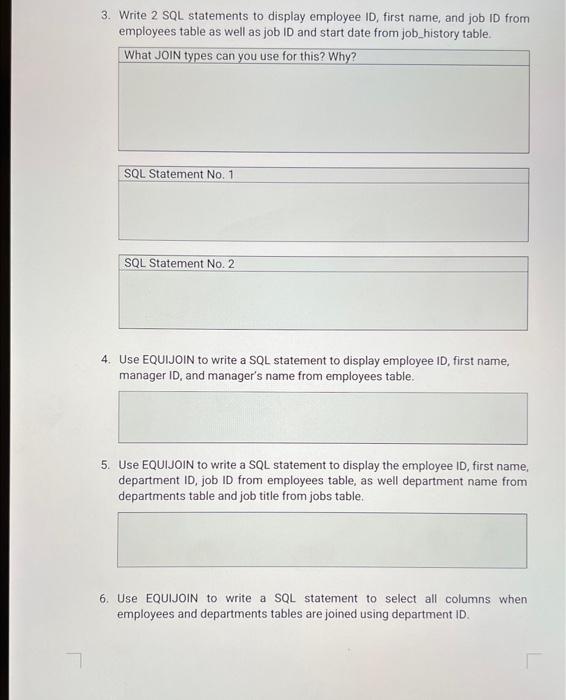 Solved 3. Write 2 SQL statements to display employee ID, | Chegg.com