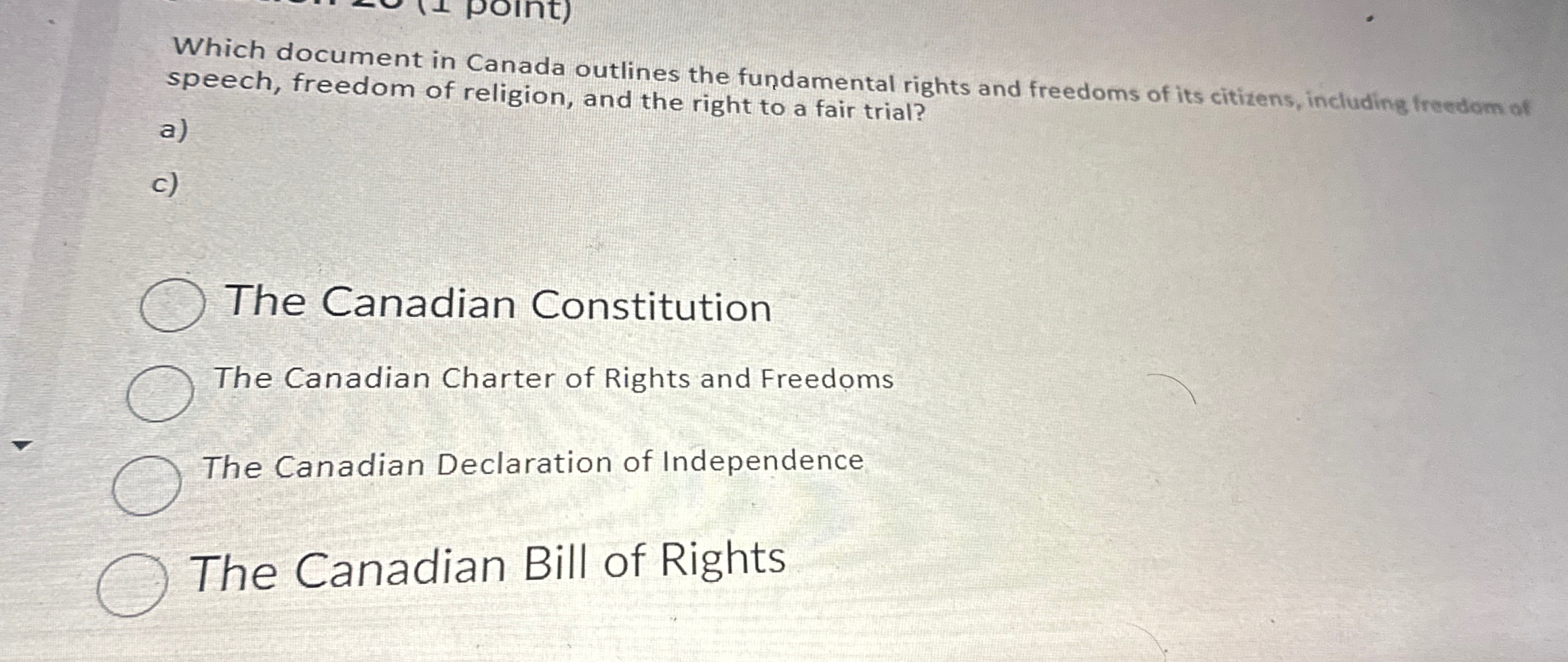 Solved Which document in Canada outlines the fundamental | Chegg.com