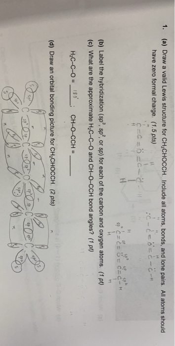 Solved 1. (a) Draw a valid Lewis structure for CH2CHOCCH. | Chegg.com