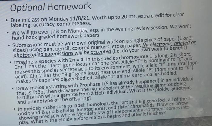 Optional Homework • Due in class on Monday 11/8/21. | Chegg.com
