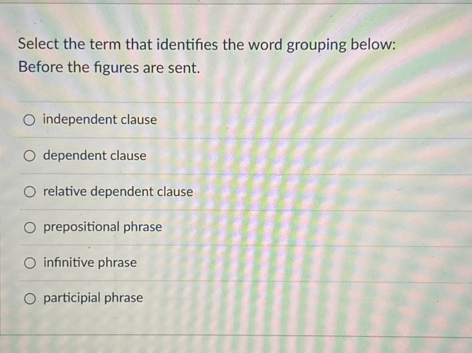 Solved Select the term that identifies the word grouping | Chegg.com