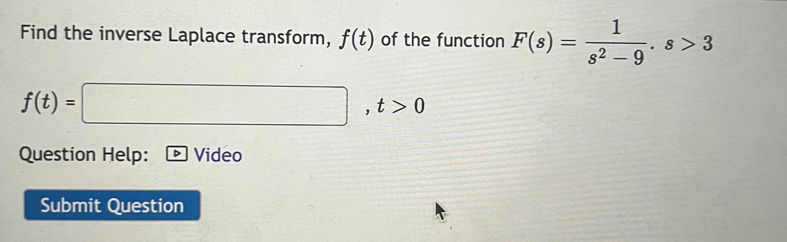 Solved Find the inverse Laplace transform, f(t) ﻿of the | Chegg.com