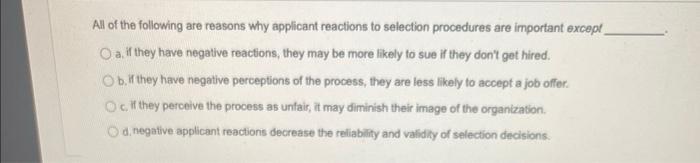 Solved All of the following are reasons why applicant | Chegg.com