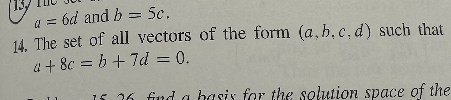 Solved a=6d ﻿and b=5c. ﻿The set of all vectors of the form | Chegg.com