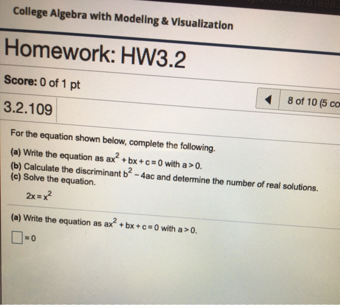 Solved College Algebra with Modeling & Visualization | Chegg.com