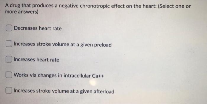 Solved A drug that produces a negative chronotropic effect | Chegg.com