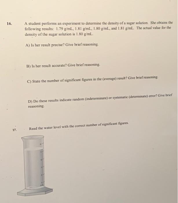 Solved A student performs an experiment to determine the | Chegg.com