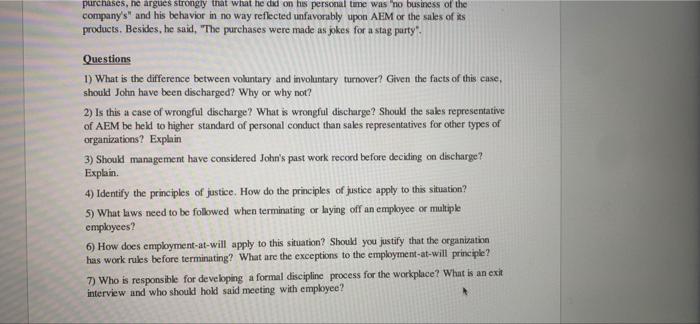 Solved Chapter 11: Discharge for Of Duty Behavior Case Study | Chegg.com