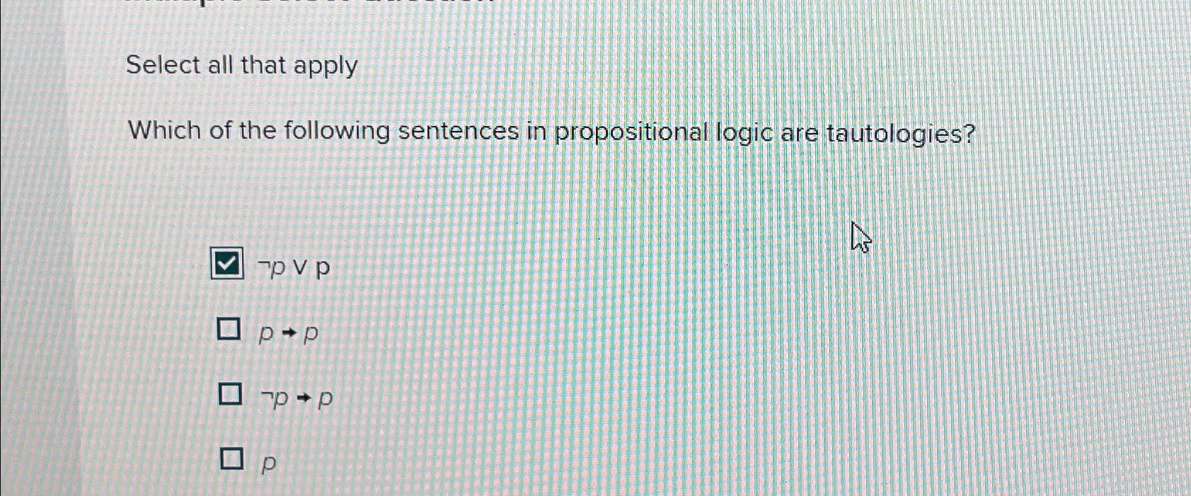Solved Select all that applyWhich of the following sentences | Chegg.com