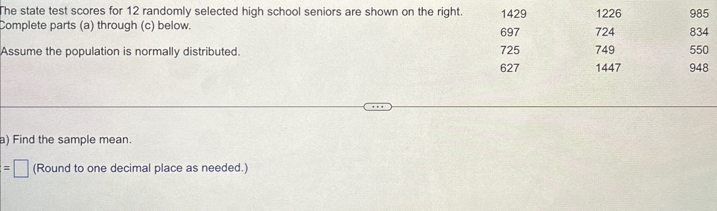 Solved The state test scores for 12 ﻿randomly selected high | Chegg.com