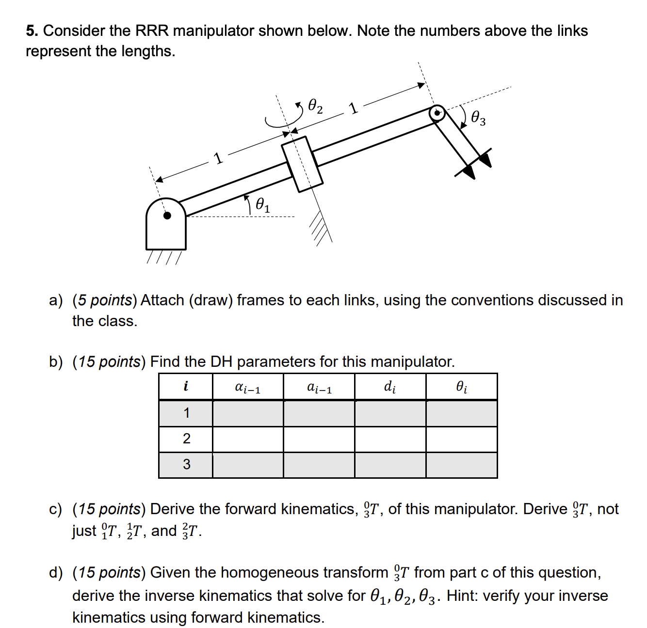 Consider the RRR ﻿manipulator shown below. Note the | Chegg.com
