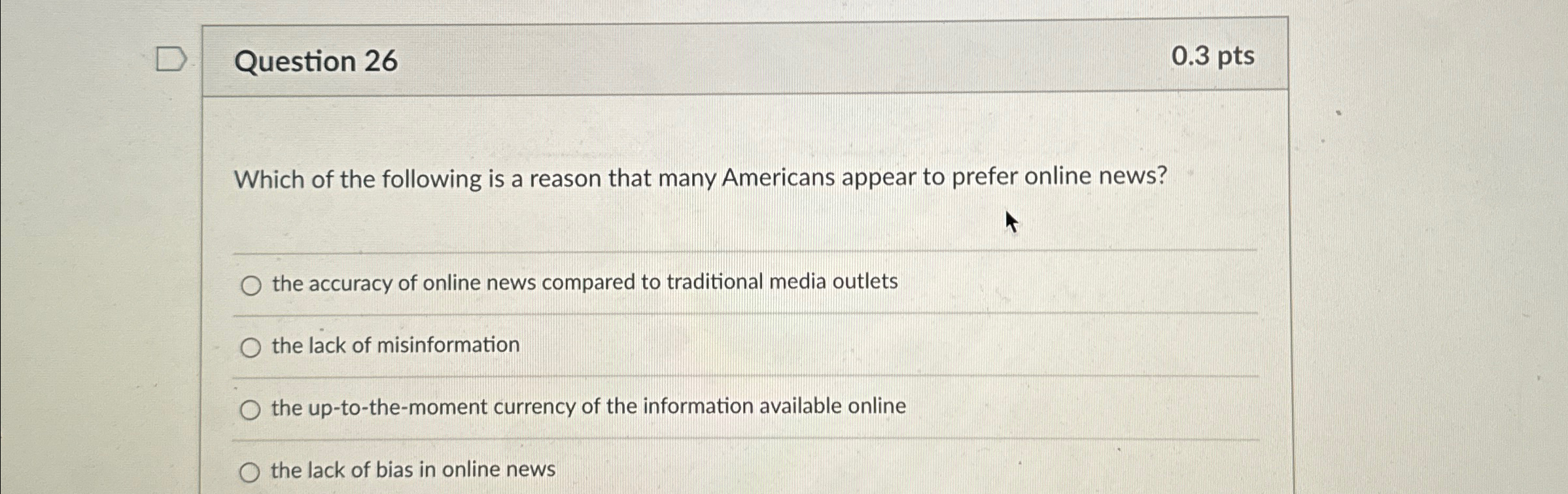 Solved Question 260.3ptsWhich of the following is a reason | Chegg.com