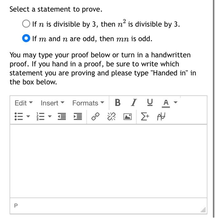 Solved Select a statement to prove. If n is divisible by 3 , | Chegg.com