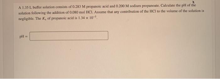 Solved A 1.35 L buffer solution consists of 0.283 M | Chegg.com