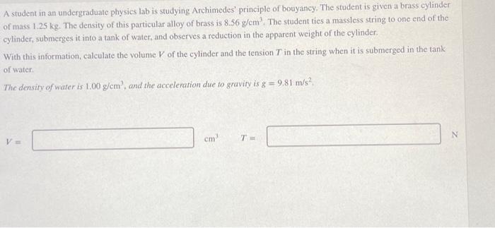 Solved A student in an undergraduate physies lab is studying | Chegg.com