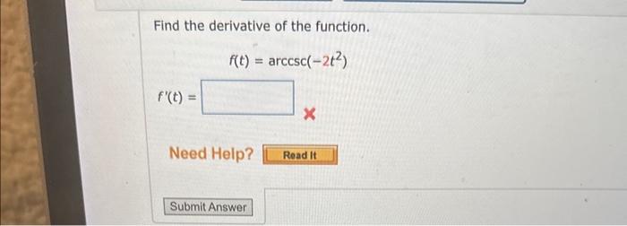 Solved Find the derivative of the function. | Chegg.com