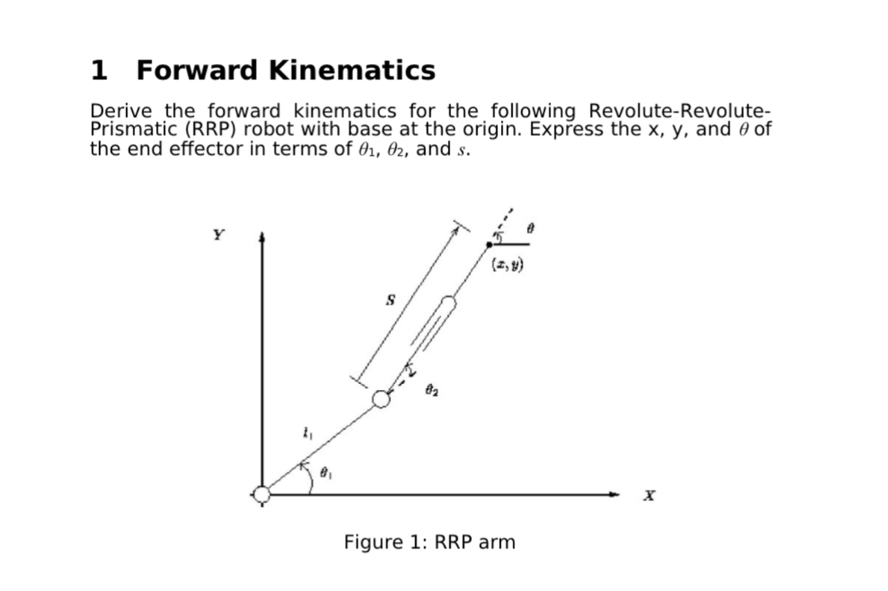 Solved 1 ﻿Forward KinematicsDerive the forward kinematics | Chegg.com
