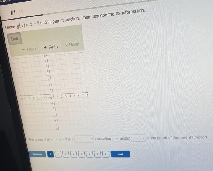 Solved #1 i Graph g(x)=x - 2 and its parent function. Then | Chegg.com