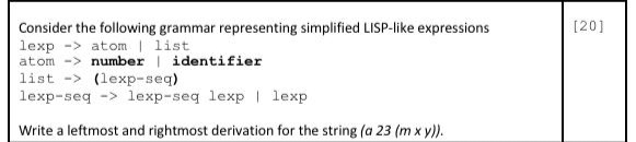 Solved Consider the following grammar representing | Chegg.com