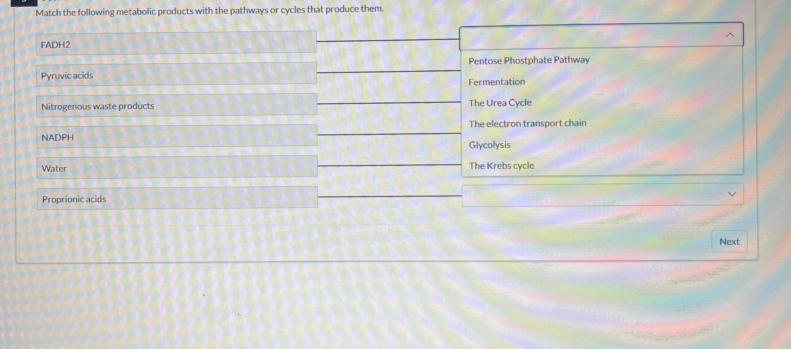 Solved Match the following metabolic products with the | Chegg.com