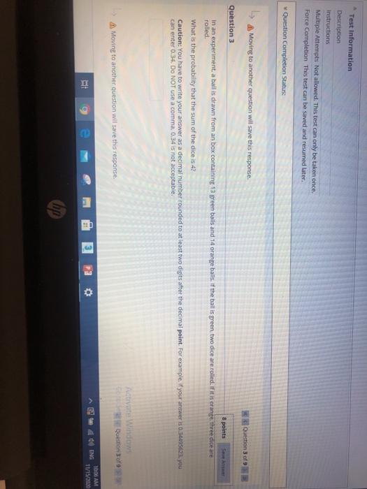 Solved Test Information Description Instructions Multiple | Chegg.com