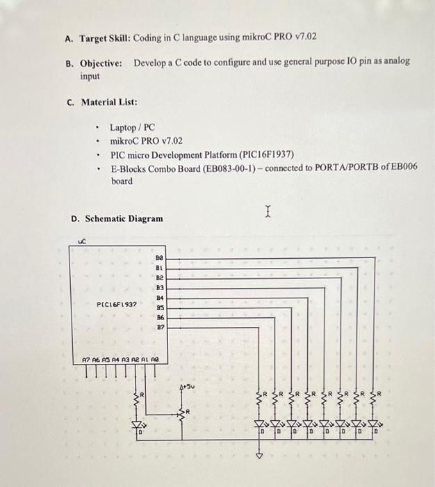A. Target Skill: Coding in C language using mikroC | Chegg.com