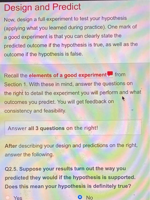 Solved Design and Predict Now, design a full experiment to | Chegg.com