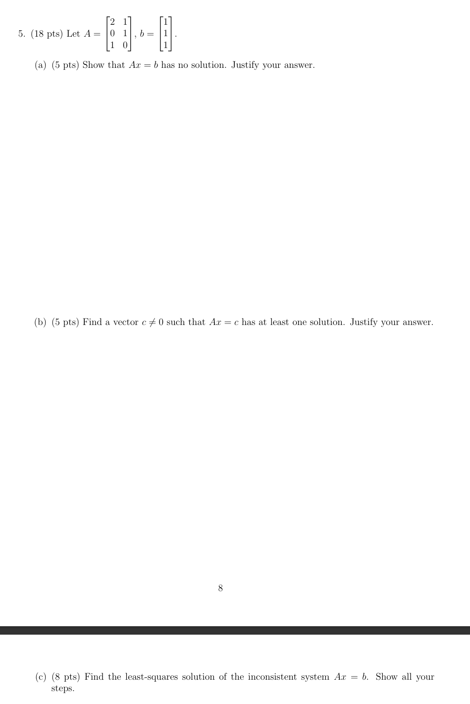 Solved (c) (8 ﻿pts) ﻿Find the least-squares solution of the | Chegg.com