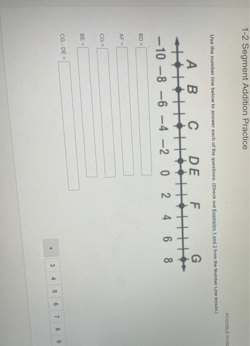 Solved 1-2 Segment Addition Practice POSSIBLE PON Use the | Chegg.com