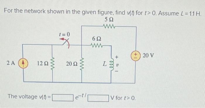 Solved For the network shown in the given figure, find v(t) | Chegg.com