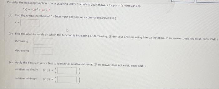 Solved Consider the follawing function. Use a graphing | Chegg.com