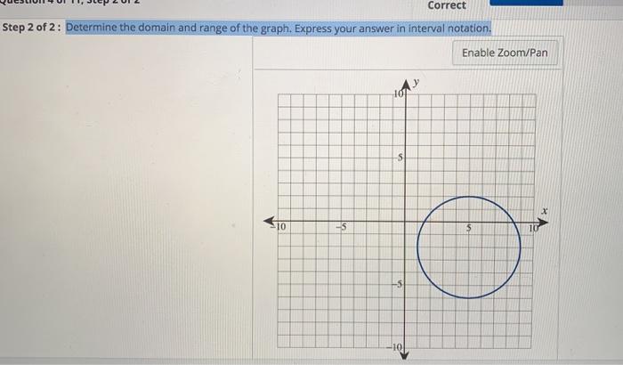 Solved Correct Step 2 of 2: Determine the domain and range | Chegg.com
