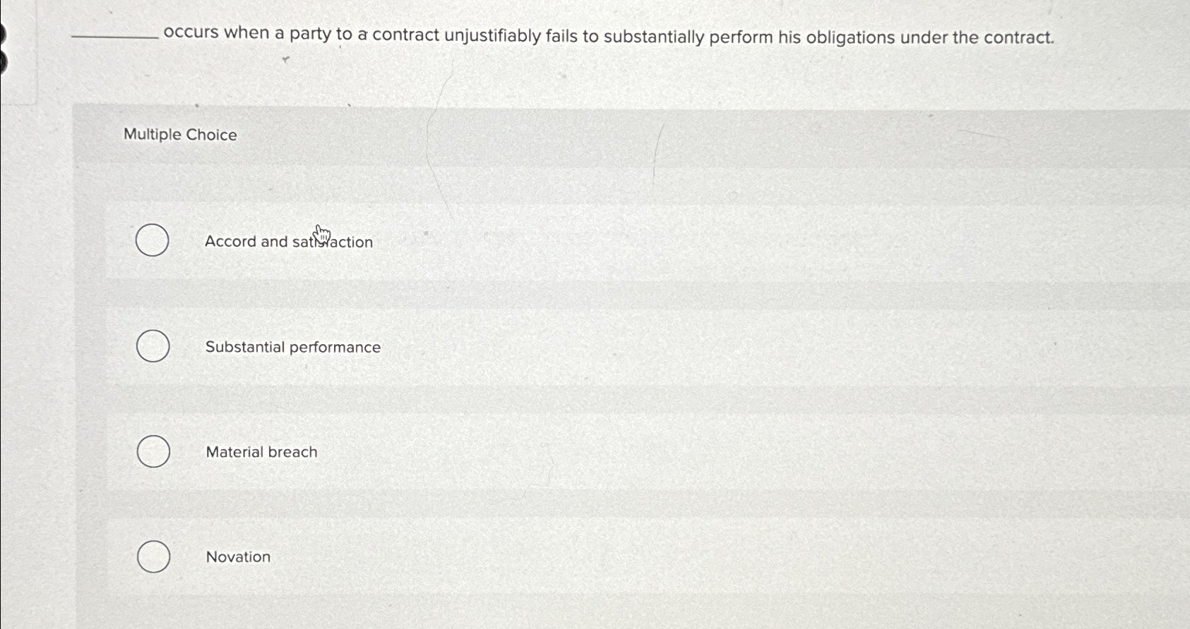 Solved occurs when a party to a contract unjustifiably fails | Chegg.com