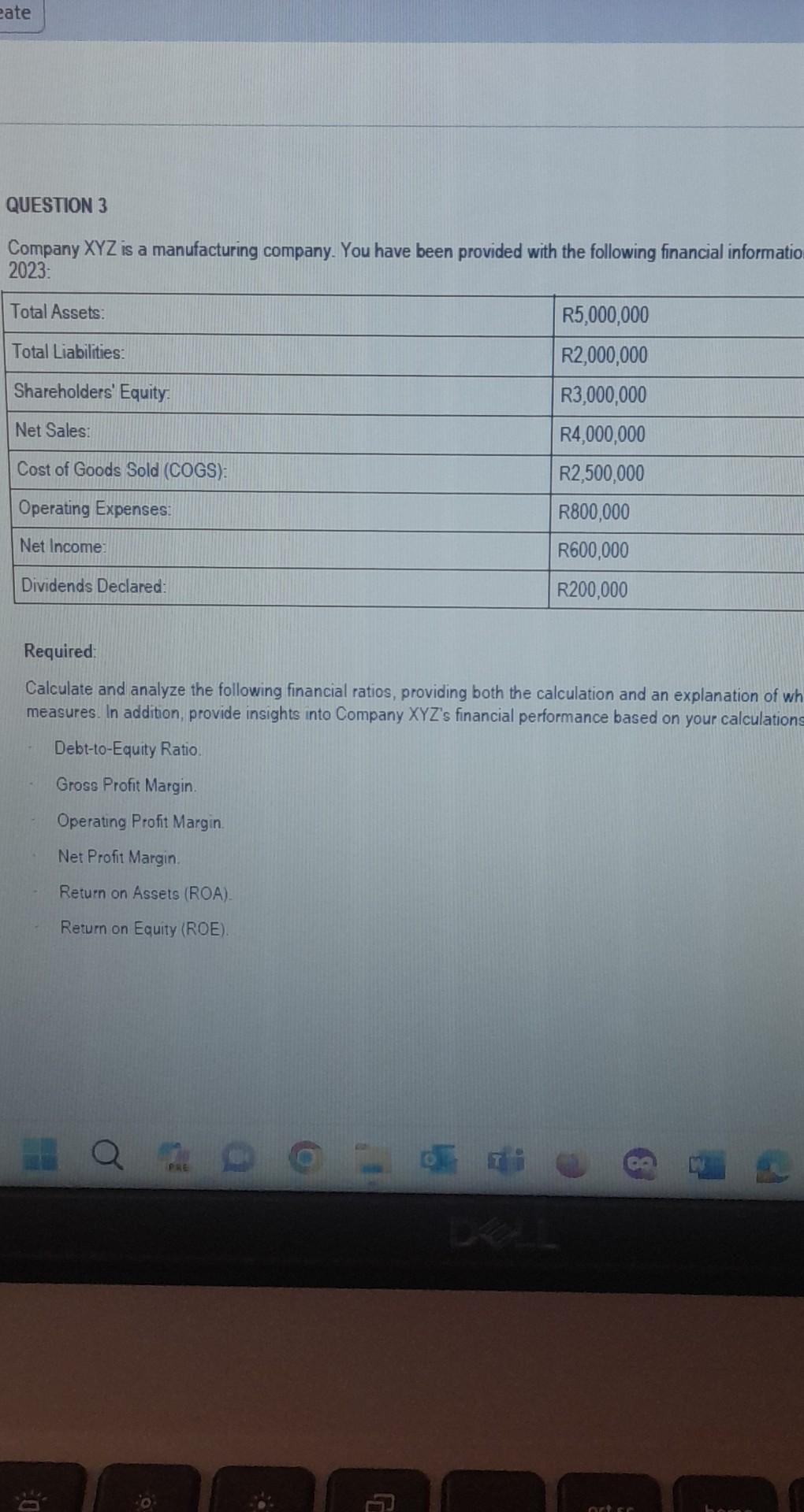 QUESTION 3 Company XYZ is a manufacturing company. | Chegg.com
