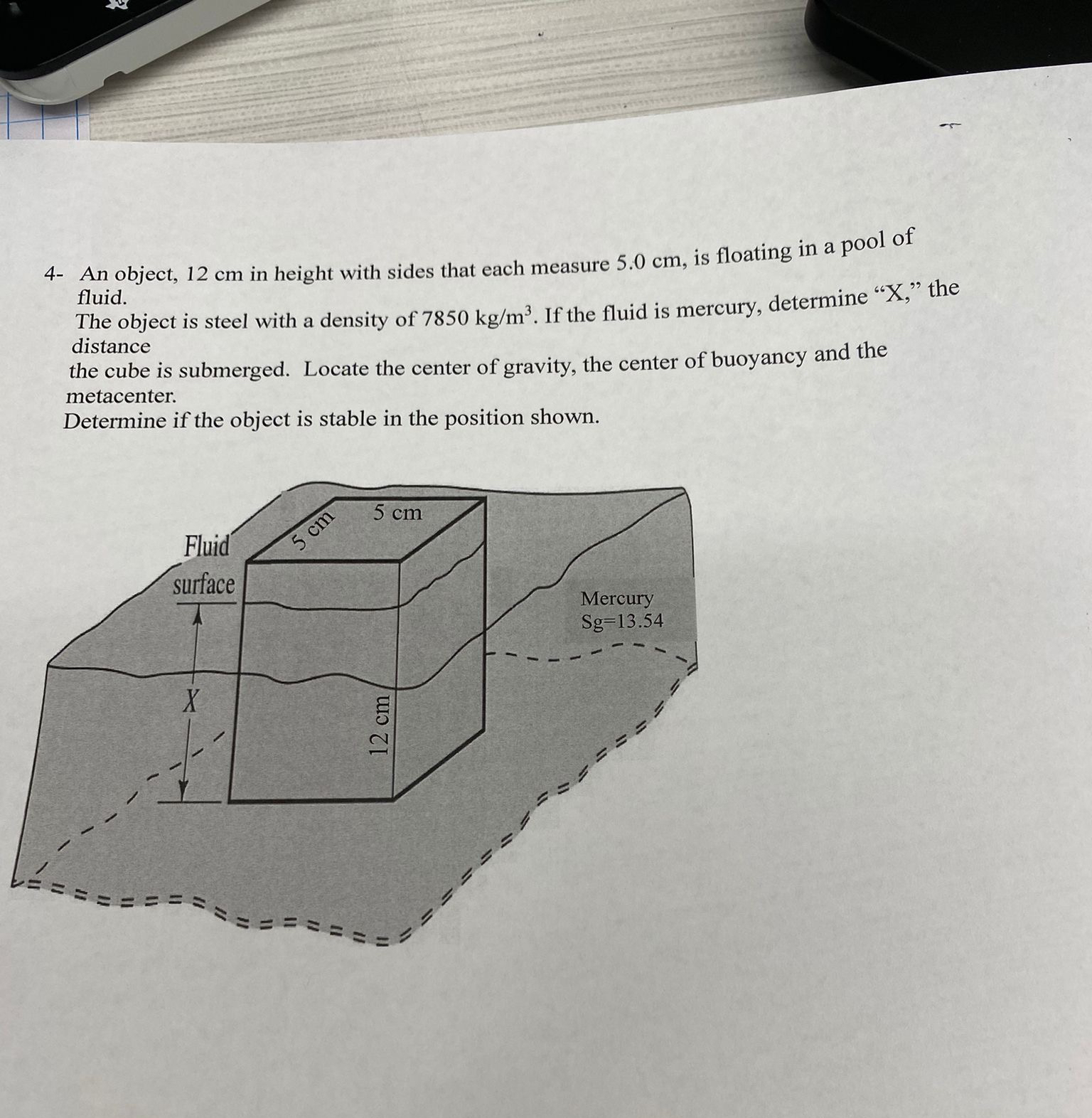 4- ﻿An object, 12cm ﻿in height with sides that each | Chegg.com
