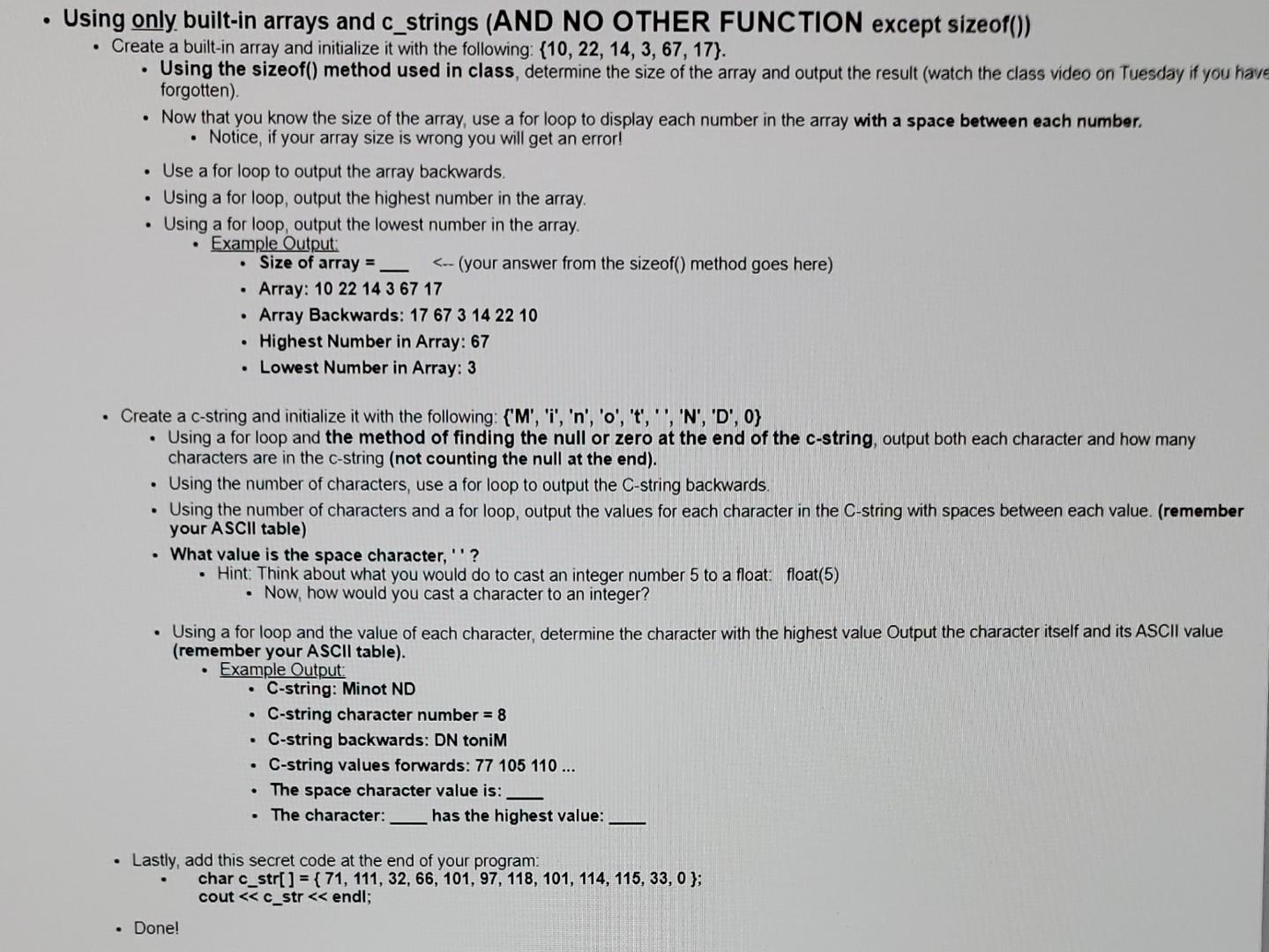 Solved - Using the sizeof() method used in class, determine | Chegg.com