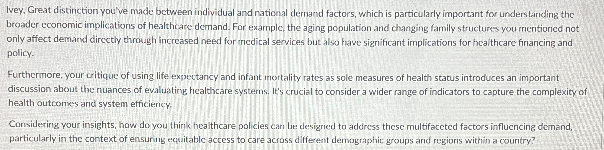 Solved Ivey, Great distinction you've made between | Chegg.com
