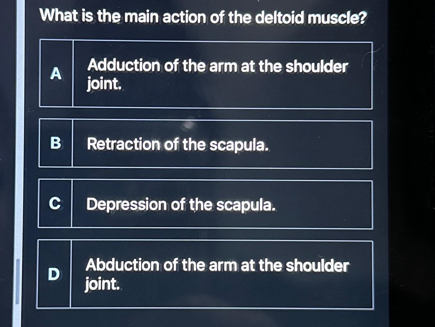 Solved What is the main action of the deltoid | Chegg.com