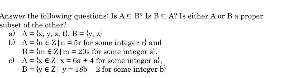 Solved Answer the following questions: Is AsubeB ? ﻿Is | Chegg.com