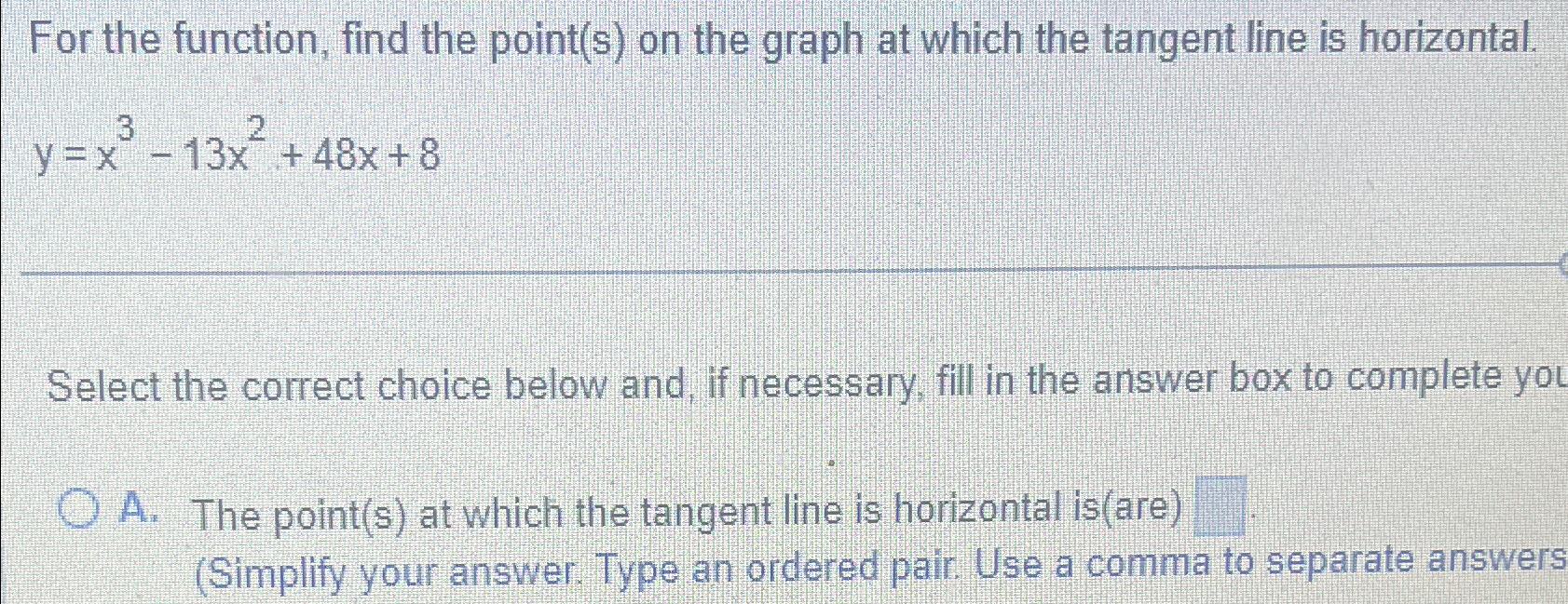 Solved For the function, find the point(s) ﻿on the graph at | Chegg.com
