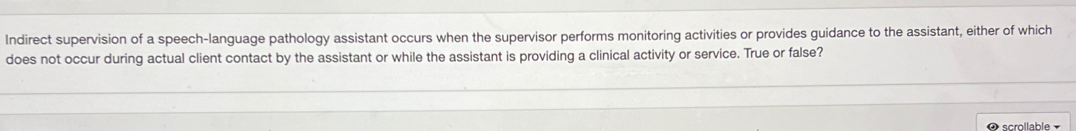 Solved Indirect supervision of a speech-language pathology | Chegg.com