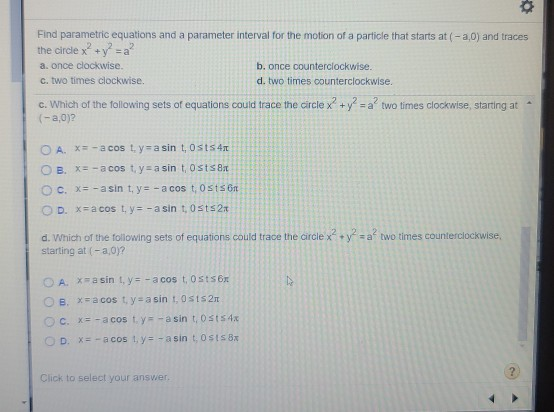 Solved Find parametric equations and a parameter interval | Chegg.com