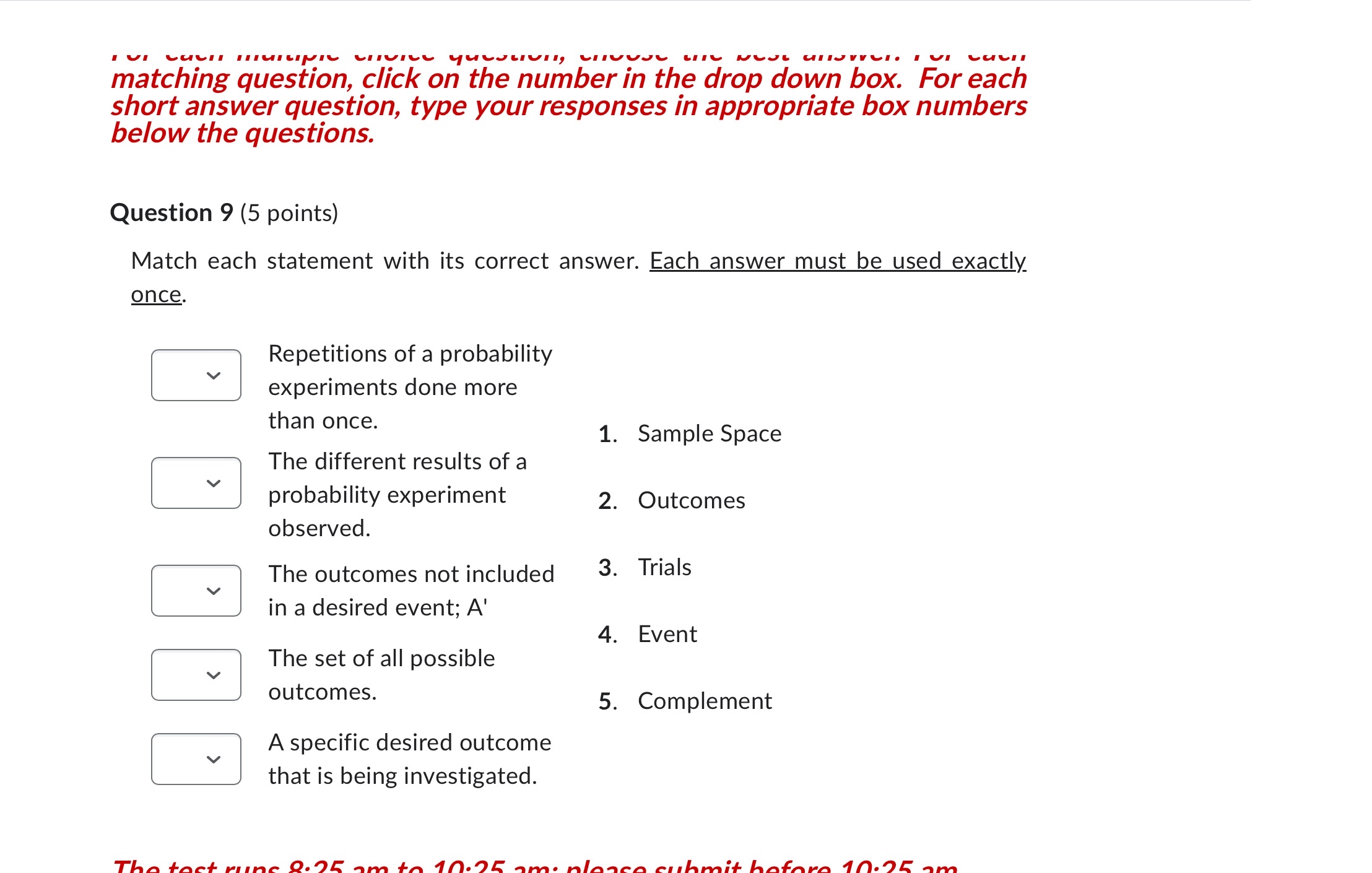 Solved matching question, click on the number in the drop | Chegg.com