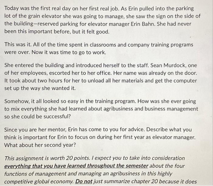 Solved Today was the first real day on her first real job. | Chegg.com