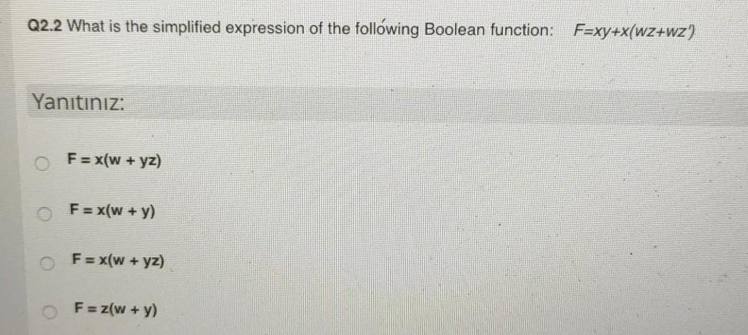 Solved Q2.2 What is the simplified expression of the | Chegg.com