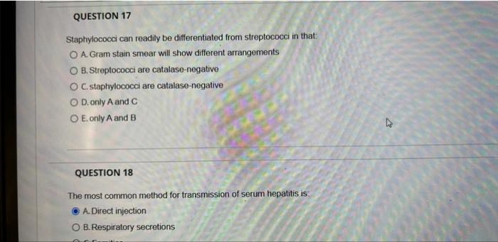 Solved Staphylococci can readily be differentiated from | Chegg.com
