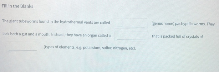 Solved Fill in the Blanks Examine where the hydrothermal | Chegg.com