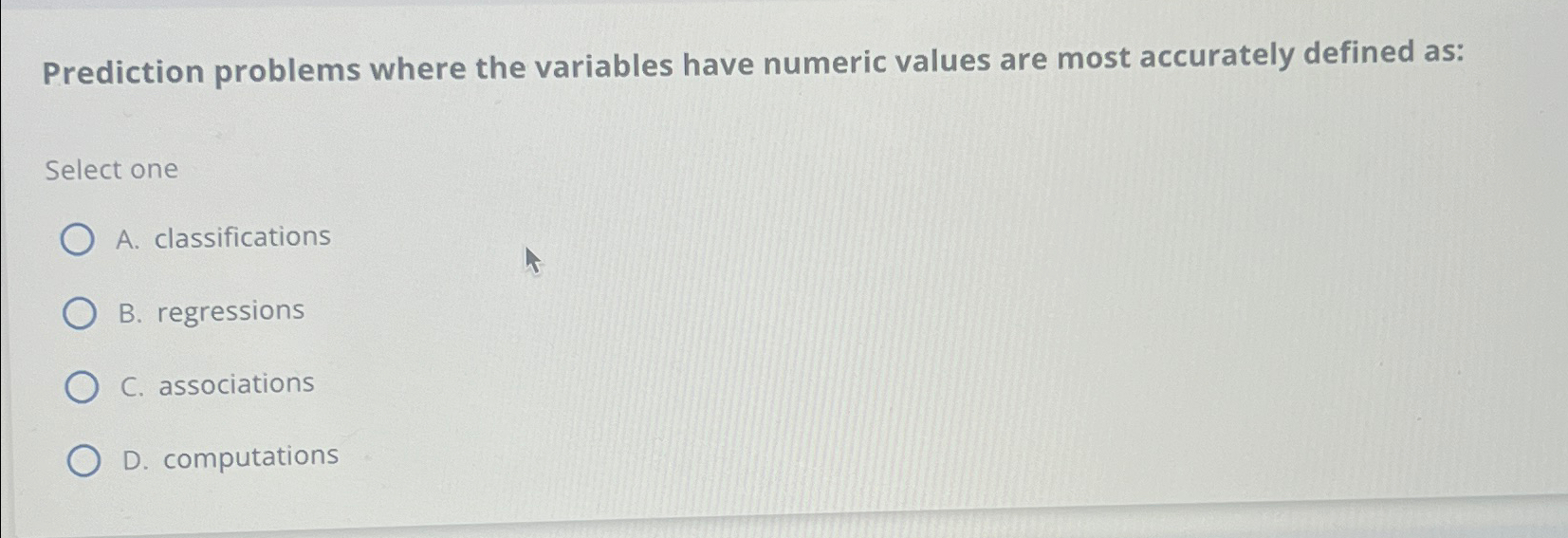 Prediction problems where the variables have numeric | Chegg.com