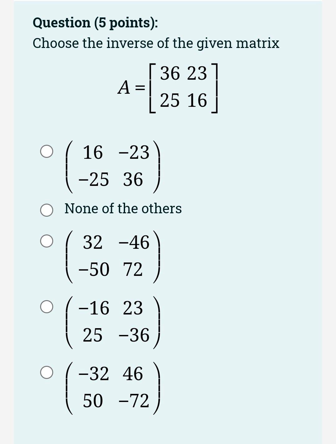 Solved Question ( 5 points): Choose all values of a for | Chegg.com