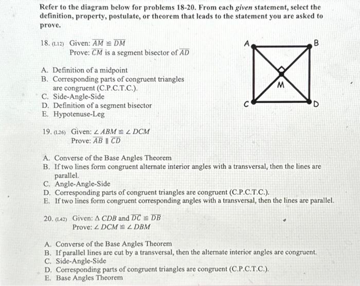 Solved Refer to the diagram below for problems 18-20. From | Chegg.com